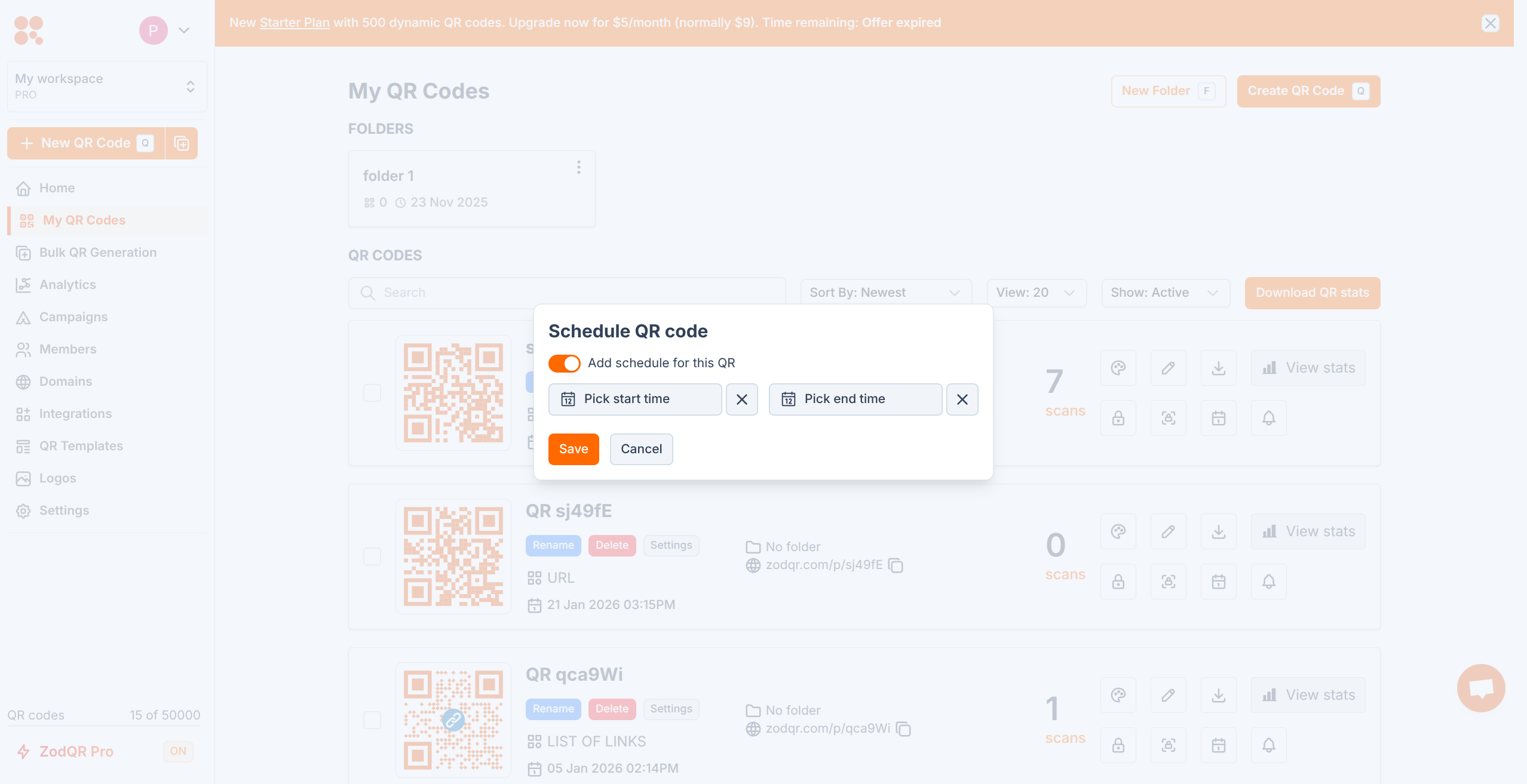 QR Code Scheduling - ZodQR
